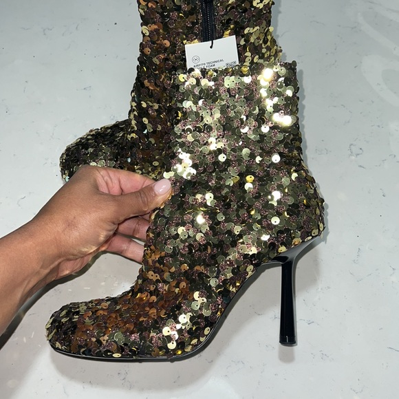 Zara | Shoes | Zara Sequin Booties In Gold | Poshmark